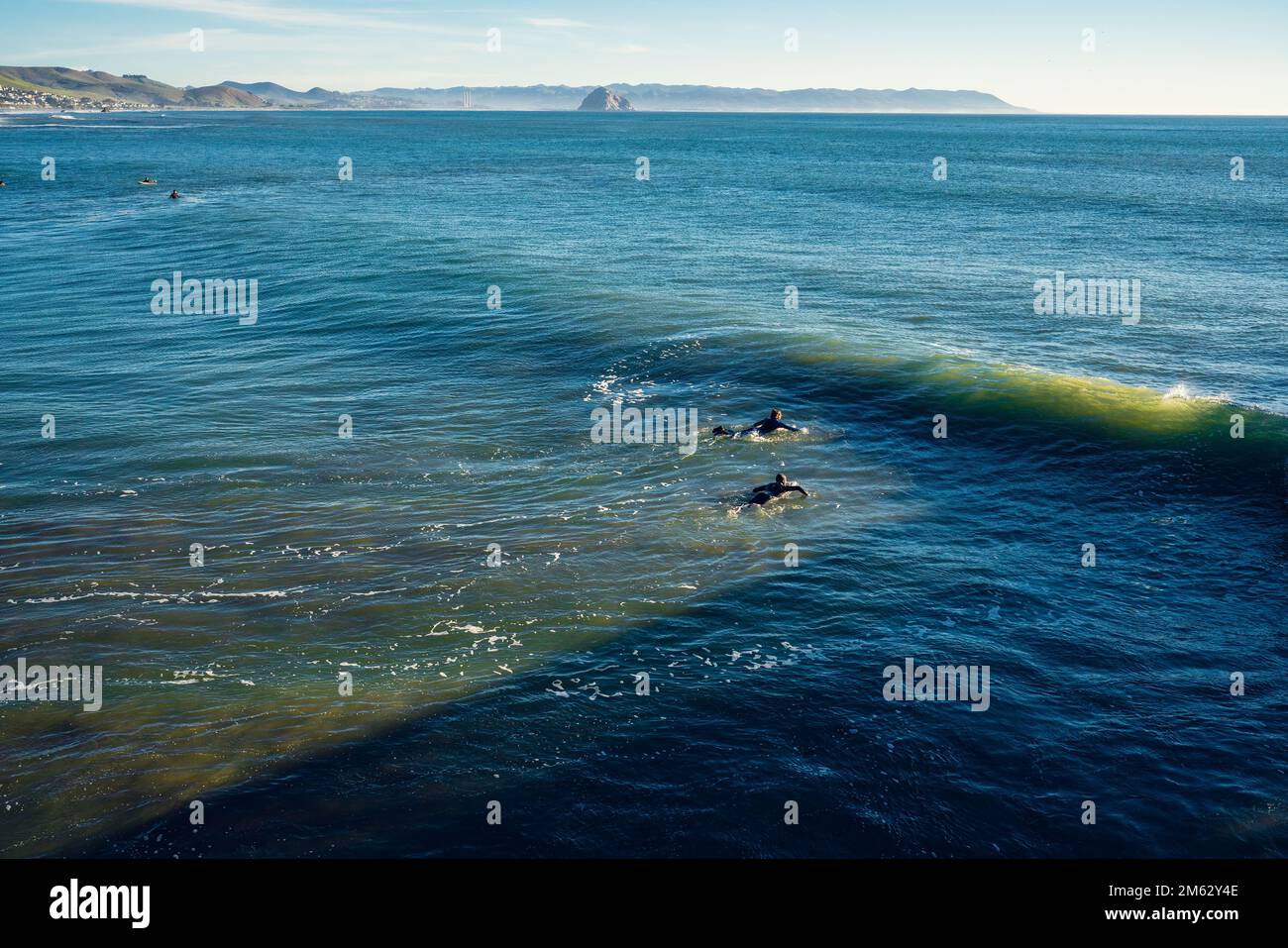 Cayucos, California, USA- December 25, 2022. Ocean surfing. Cayucos ...
