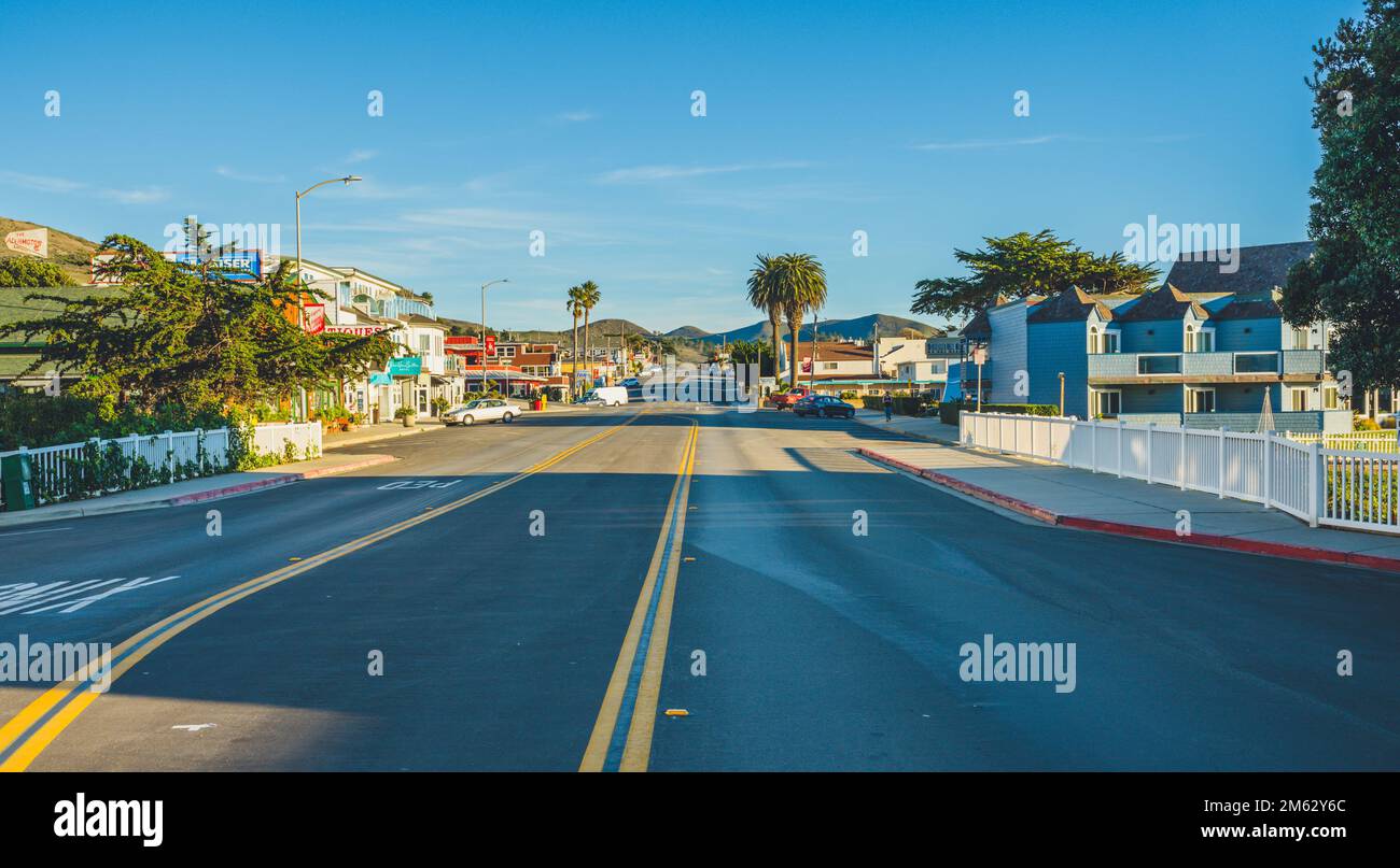 Cayucos, California, USA- December 25, 2022. Cayucos, a charming beach ...