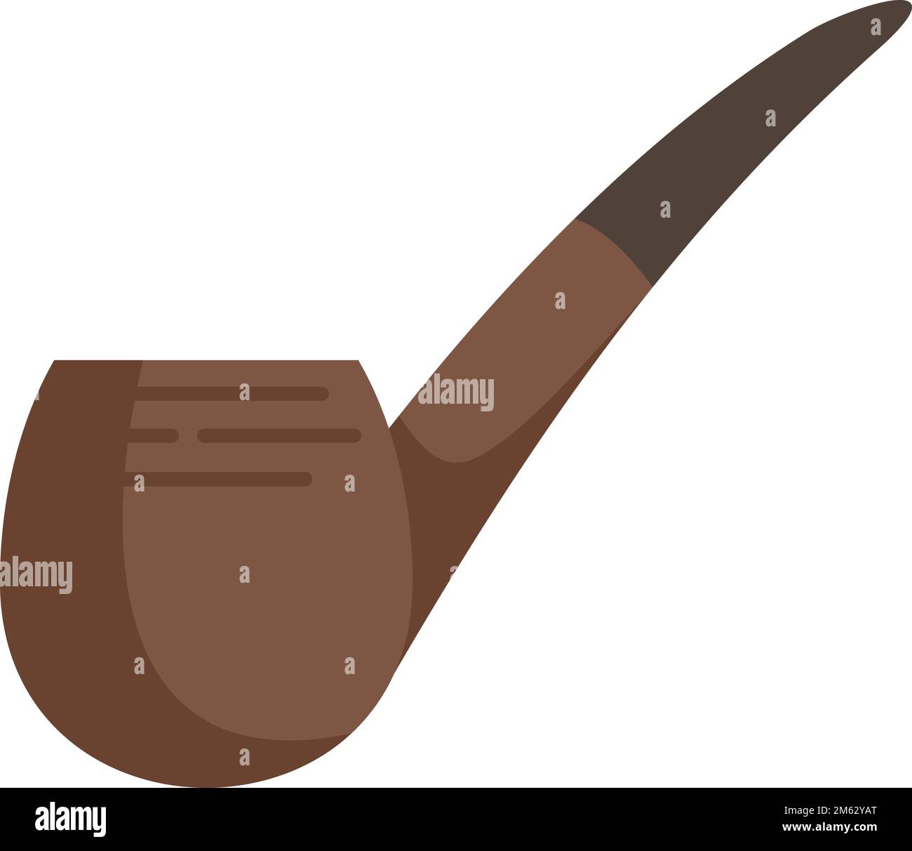 Tobacco smoke pipe icon flat vector. Old smoker. Cigar smoking isolated ...