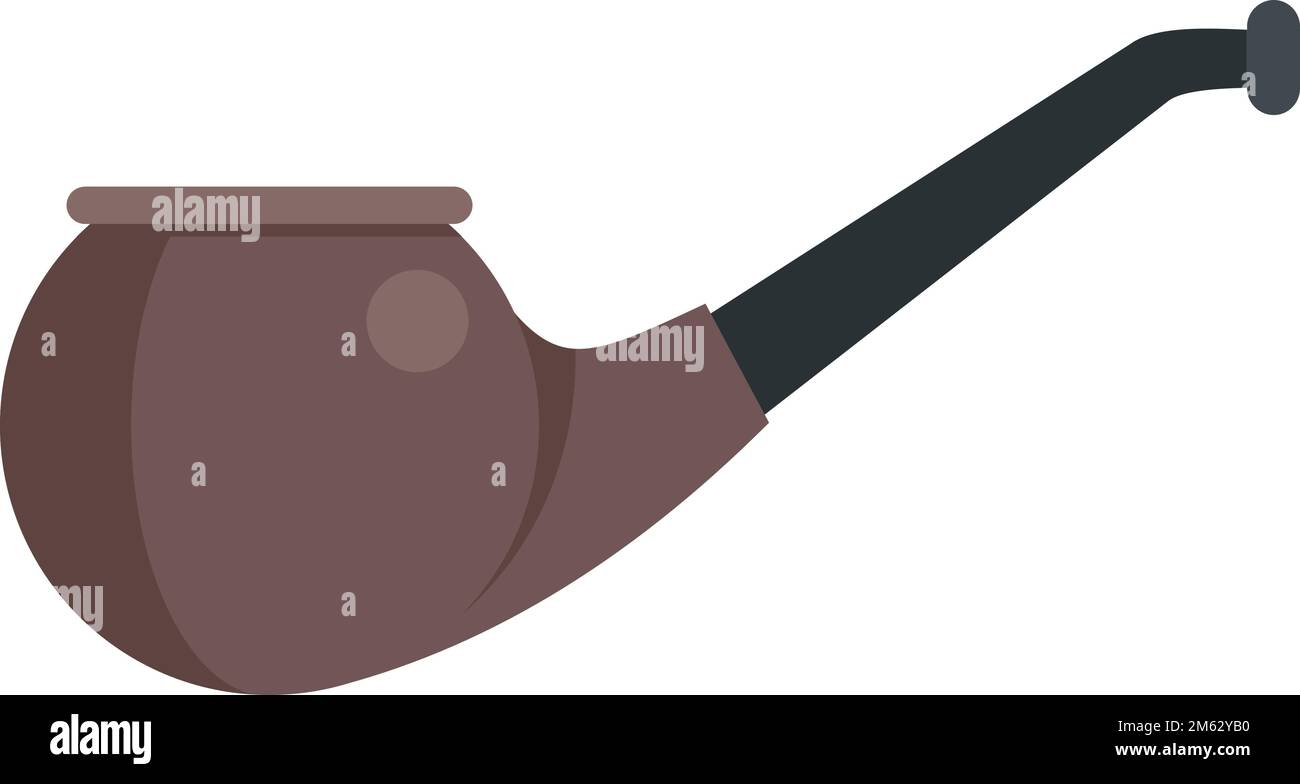Old smoke pipe icon flat vector. Wood smoker. Cigar art isolated Stock ...