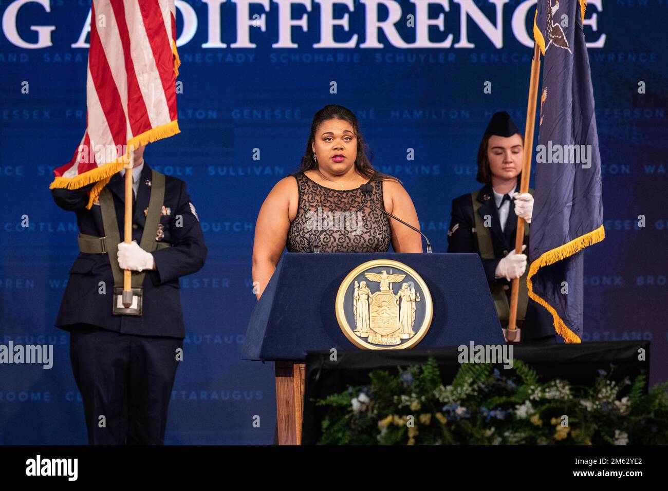 Savannah Gordon performs National Anthem during Inauguration ceremony ...