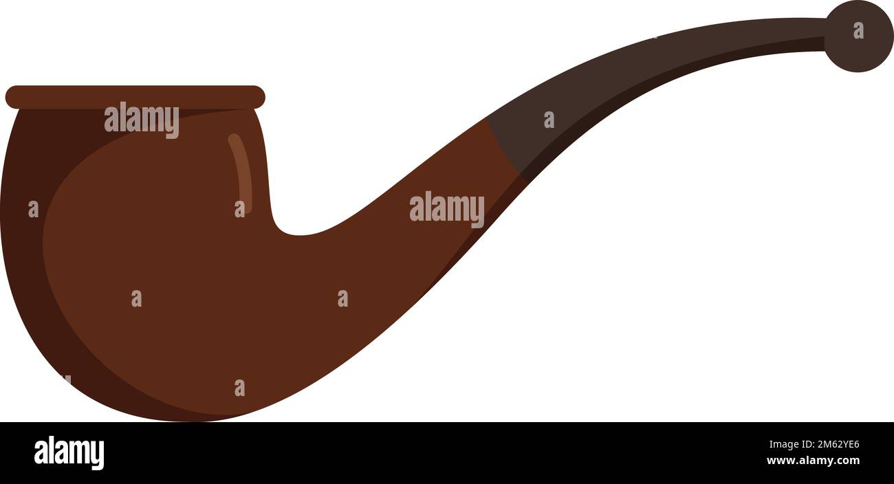 Detective smoke pipe icon flat vector. Old tobacco. Dad pipe isolated ...