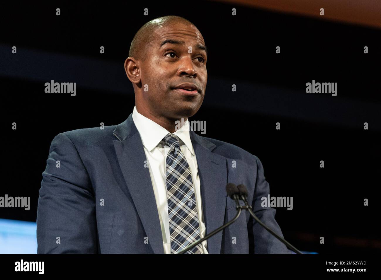 Antonio Delgado delivers remarks after sworn as Lieutenant Governor by ...