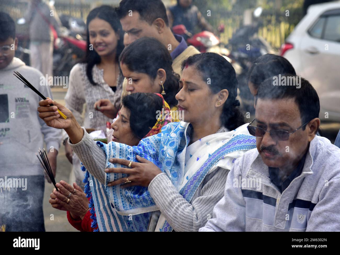 Guwahati, Guwahati, India. 1st Jan, 2023. Devotees offer prayer as part ...