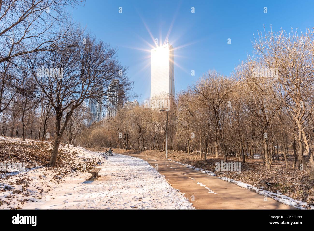Sunlight reflecting from the gold-tinted glass of the 63 Square ...