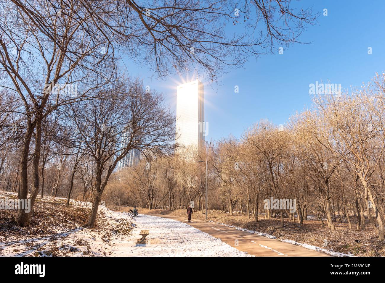 Sunlight reflecting from the gold-tinted glass of the 63 Square ...