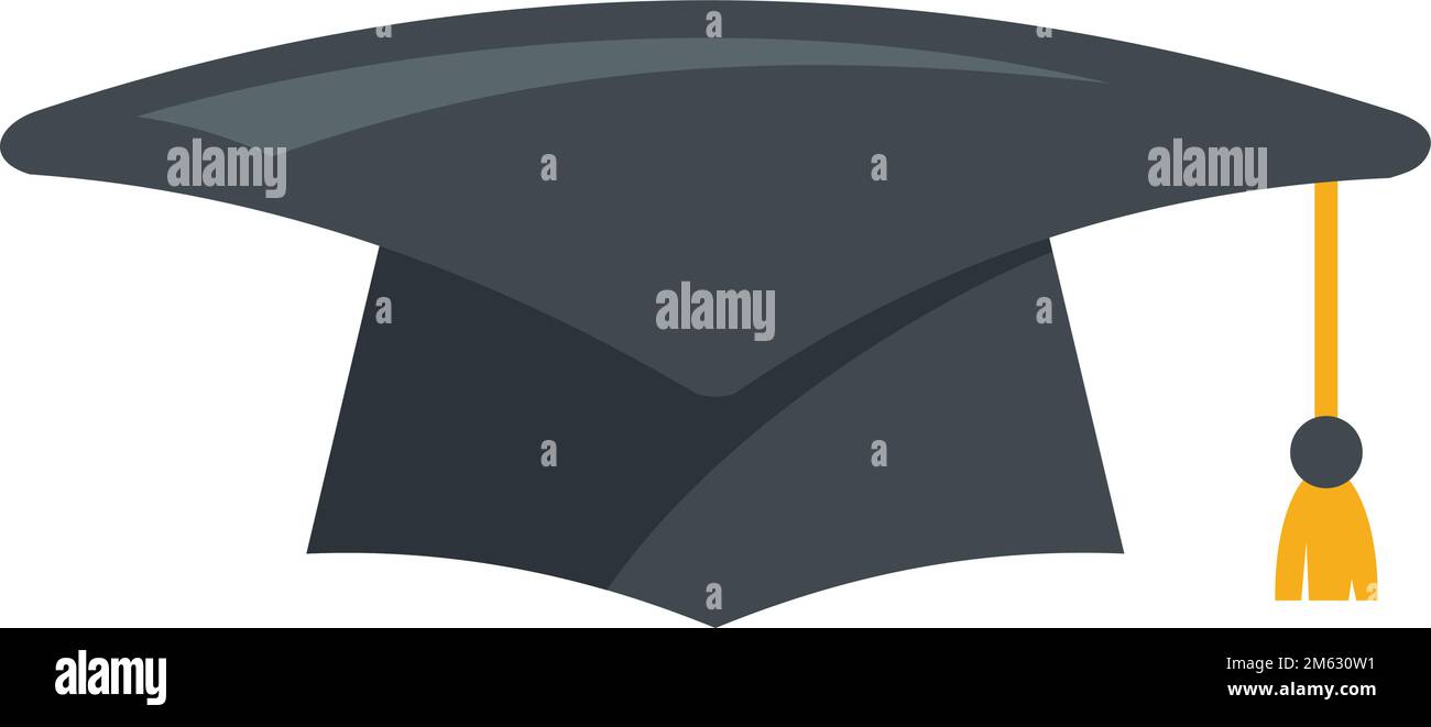 School graduation hat icon flat vector. Academy student. Academic cap ...