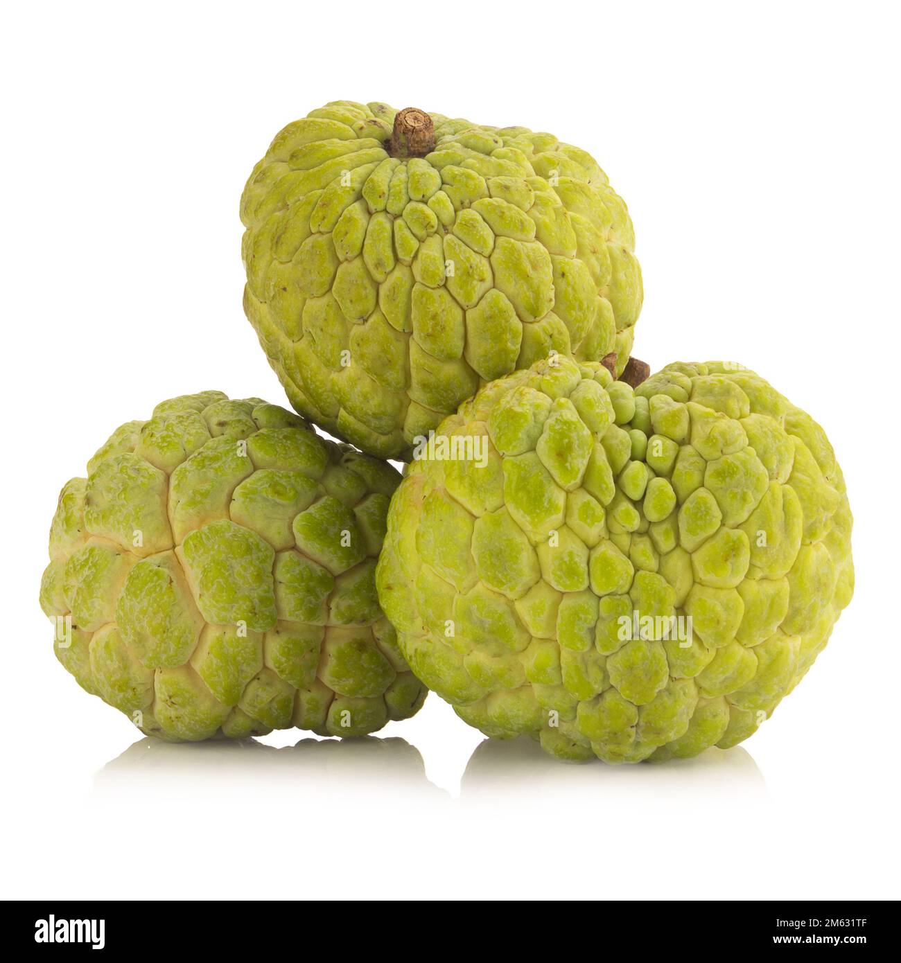 Sugar Apple (custard apple, Annona, sweetsop) on white background Stock ...
