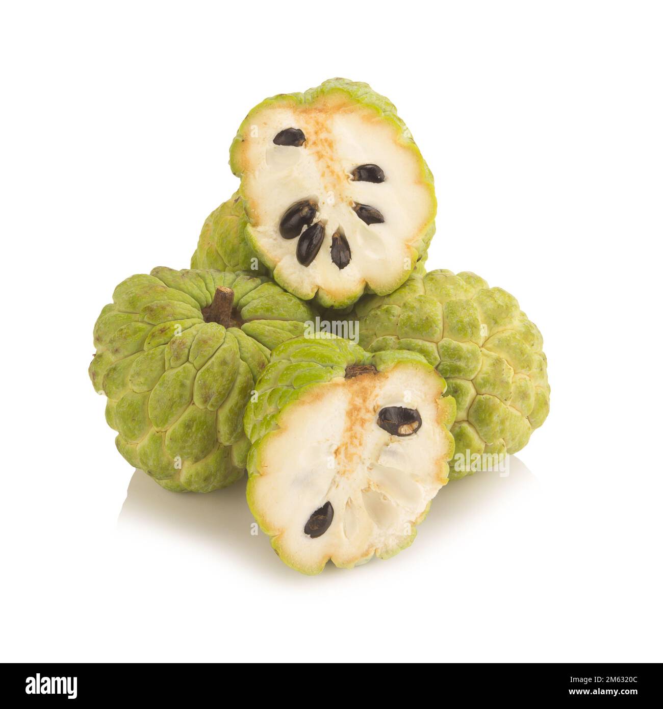 Sugar Apple (custard apple, Annona, sweetsop) on white background Stock ...