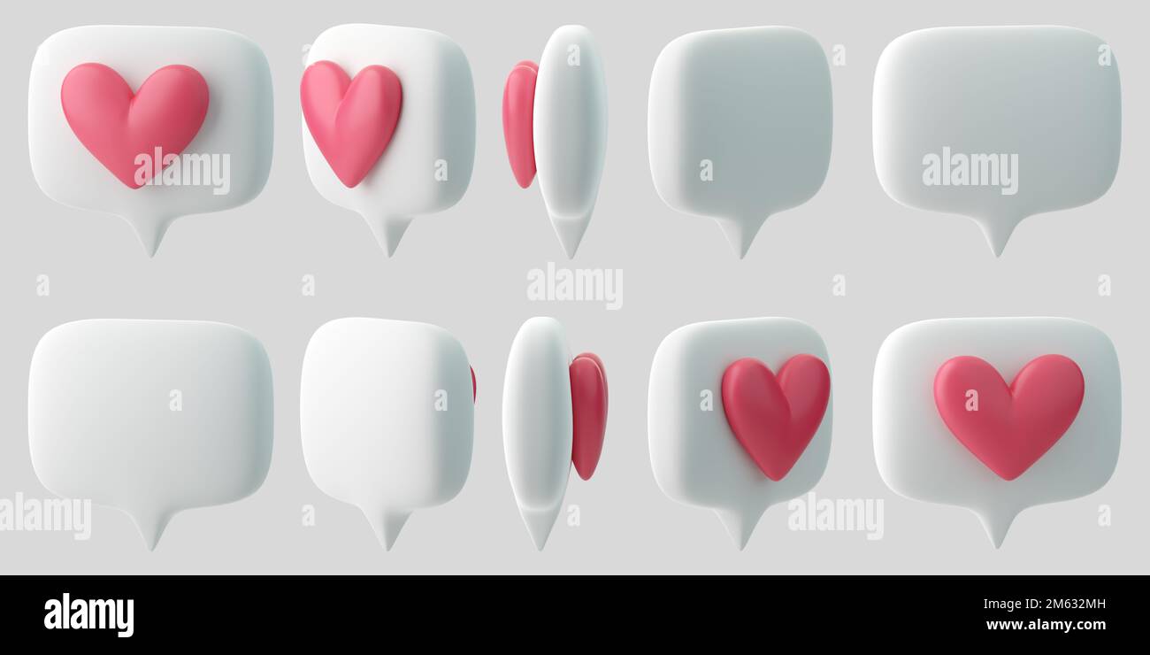 3d like symbol in message bubble animation set. Social media icon ...
