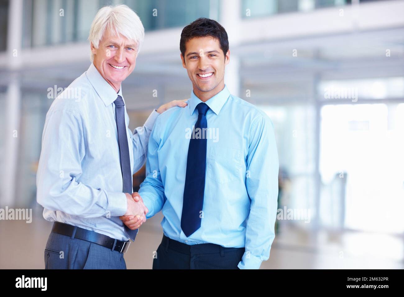 Business handshake. Portrait of successful business men shaking hands ...