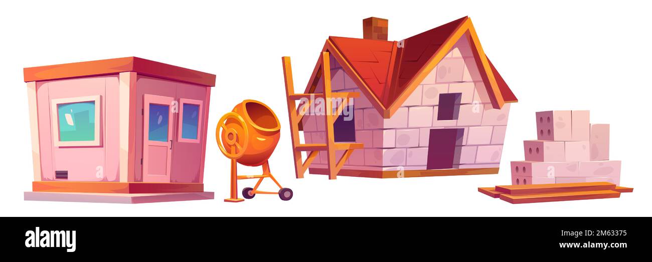 House construction site design elements set isolated on white ...