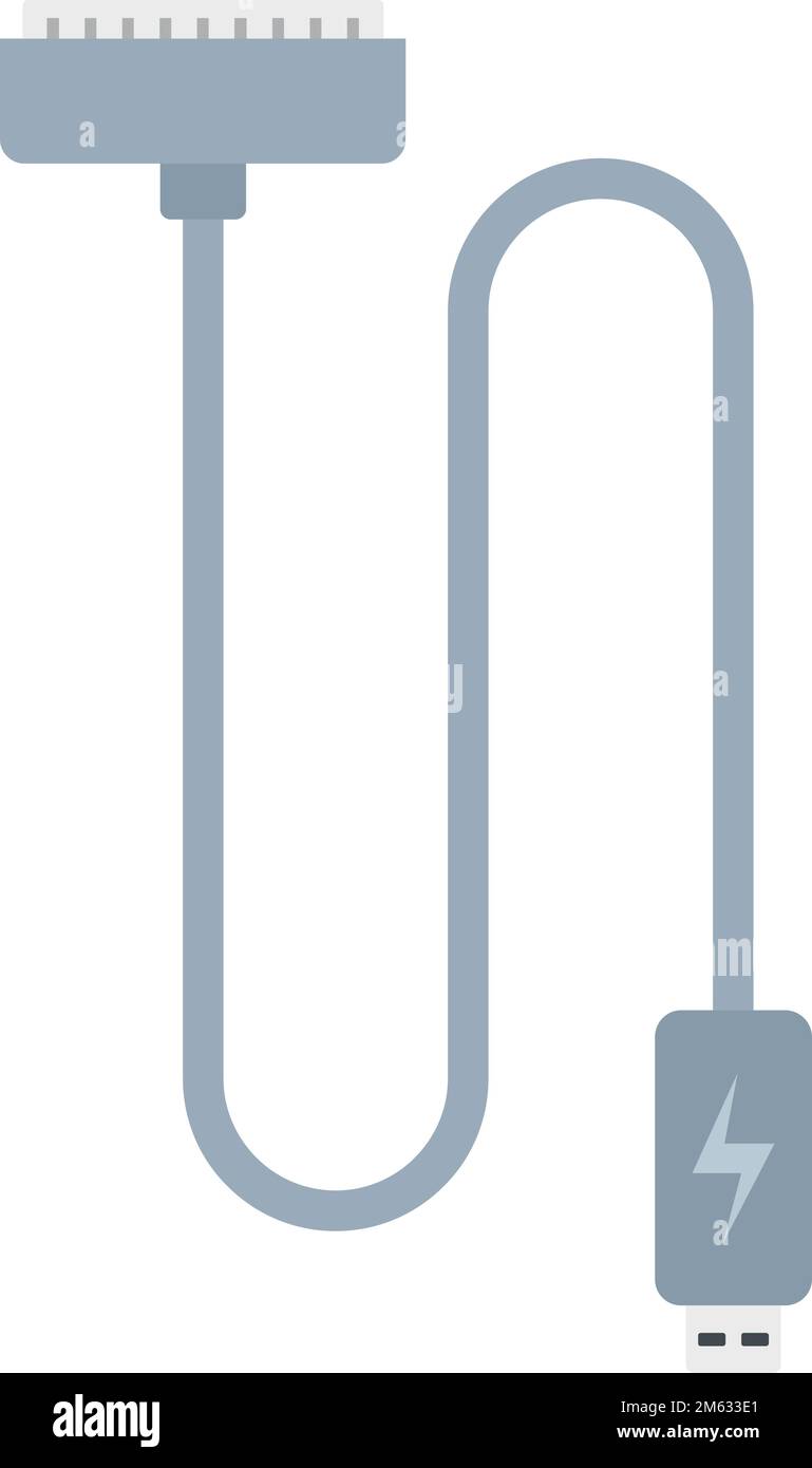 Charger cable icon flat vector. Phone battery. Cell mobile isolated ...