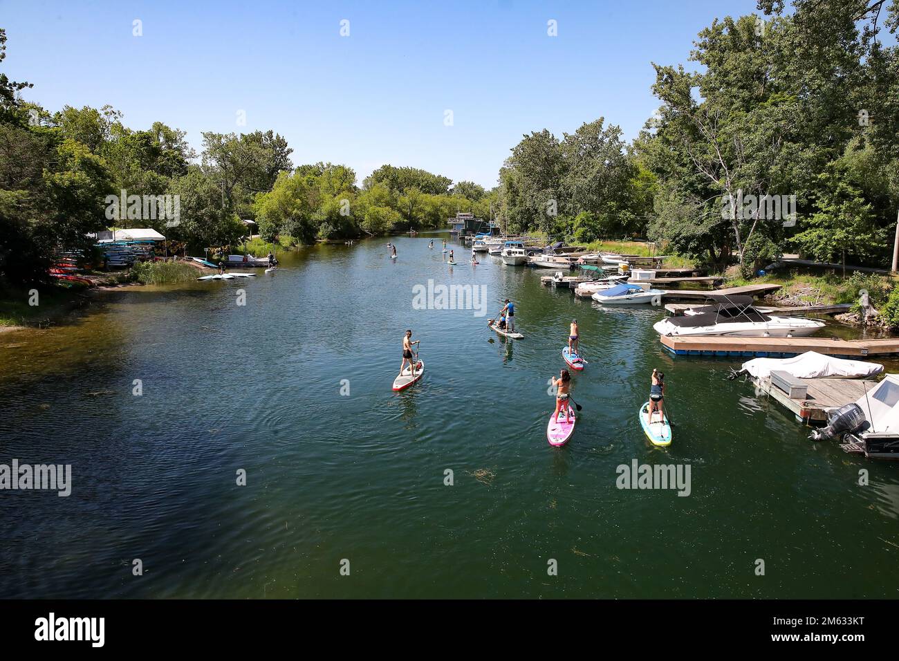 July 10 2022, Toronto Ontario Canada. Paddle boarders on the Great ...