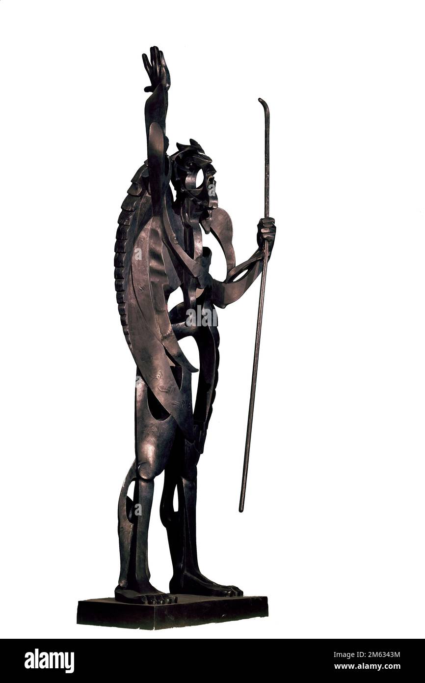 ESCULTURA-EL GRAN PROFETA- BRONCE CON PATINA DE HIERRO ENNEGRECIDO- H ...