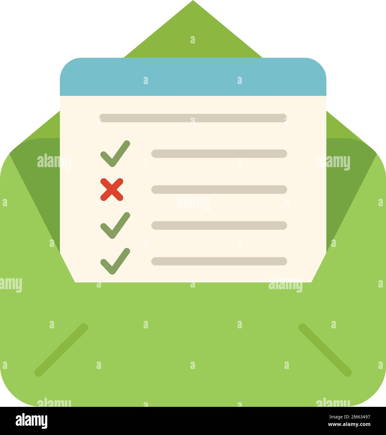 Mail exam icon flat vector. Final study. Work test isolated Stock ...