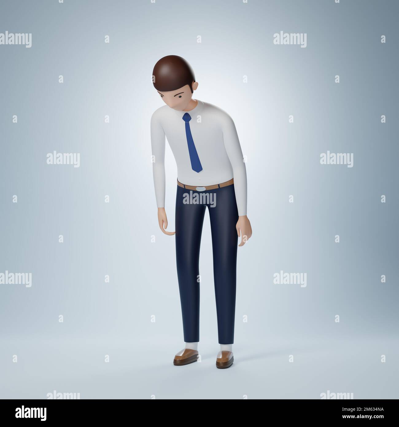 Businessman cartoon character apologize pose isolated on light blue ...
