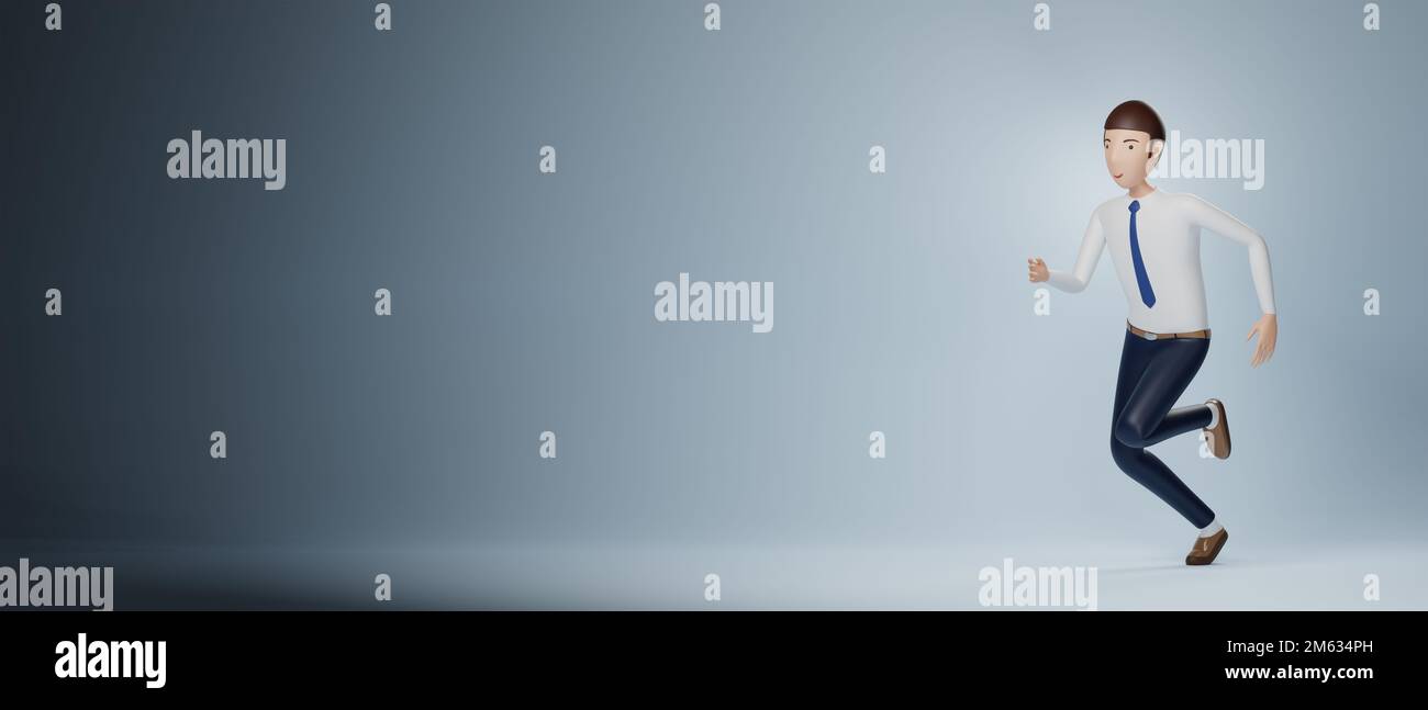 Businessman cartoon character running pose isolated on light blue ...