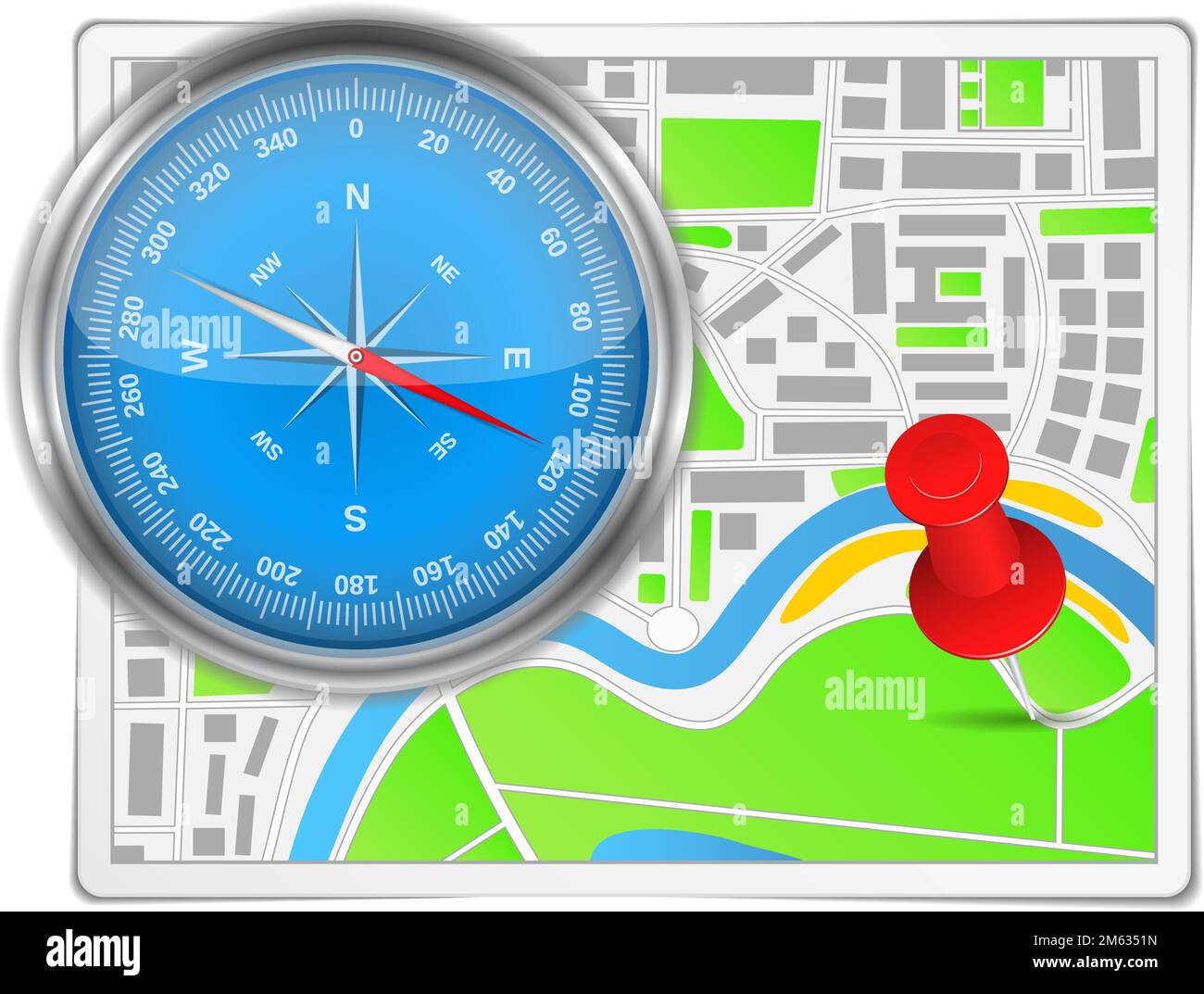 Abstract map with compass and push pin, vector eps10 illustration Stock ...