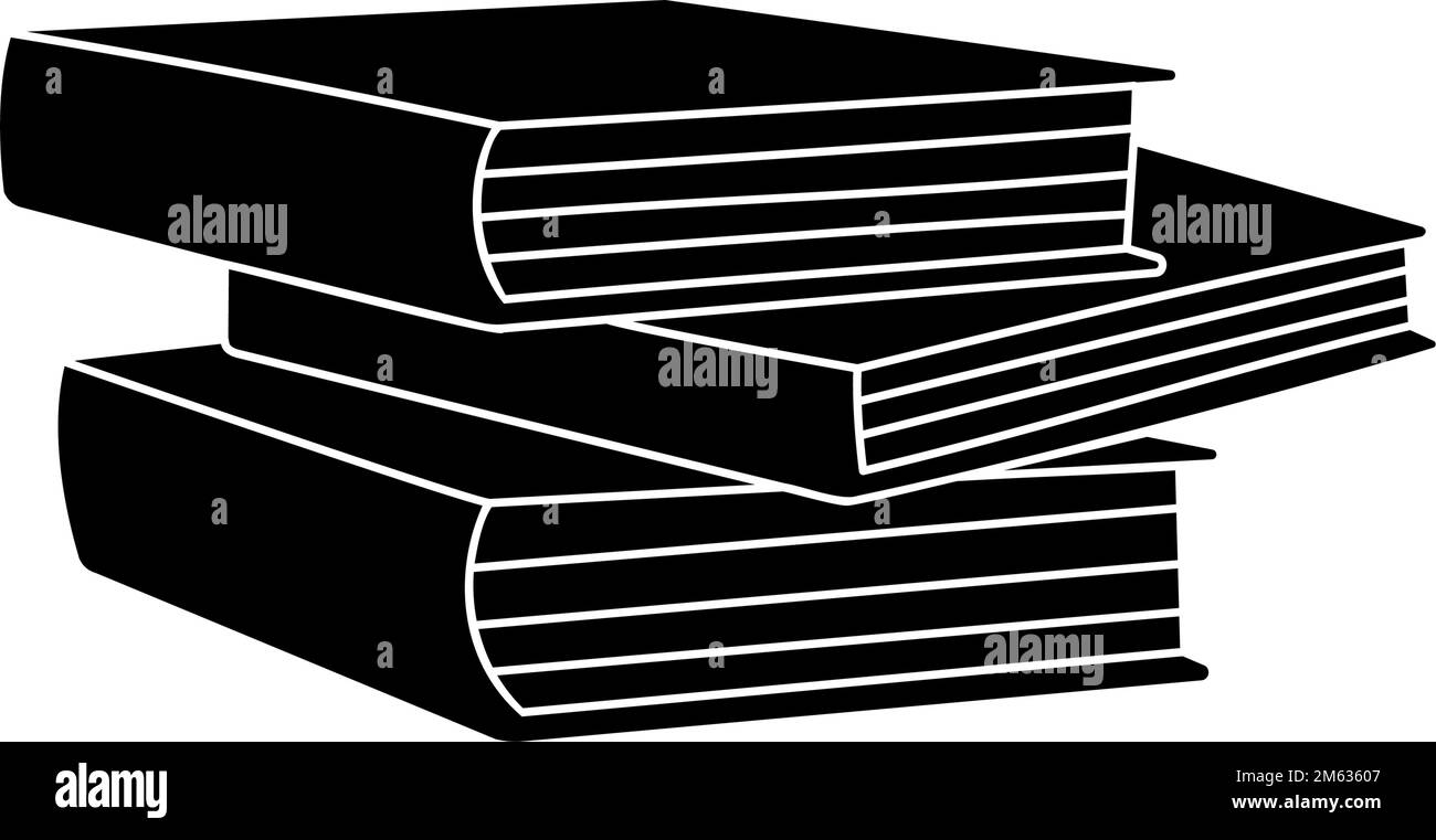 Pile of books silhouette. Bookstore, library symbol. Book silhouette ...