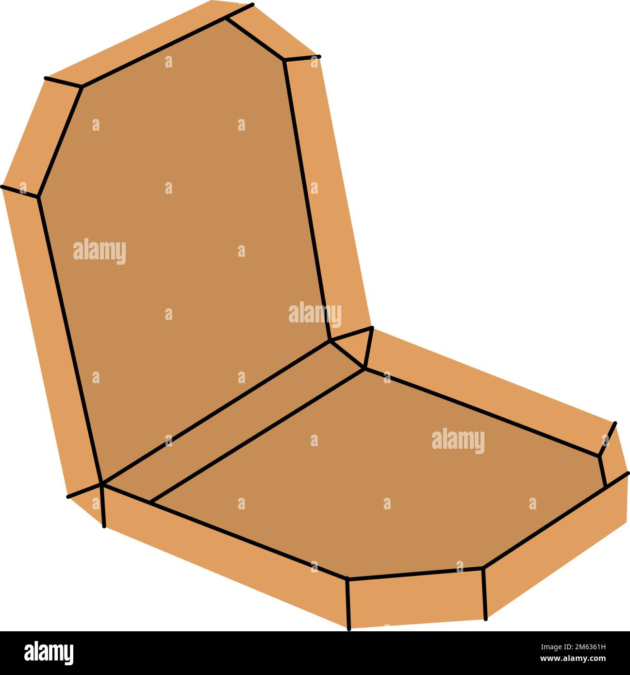 Pizza cardboard box hand drawn silhouette. Empty cardboard boxes for ...