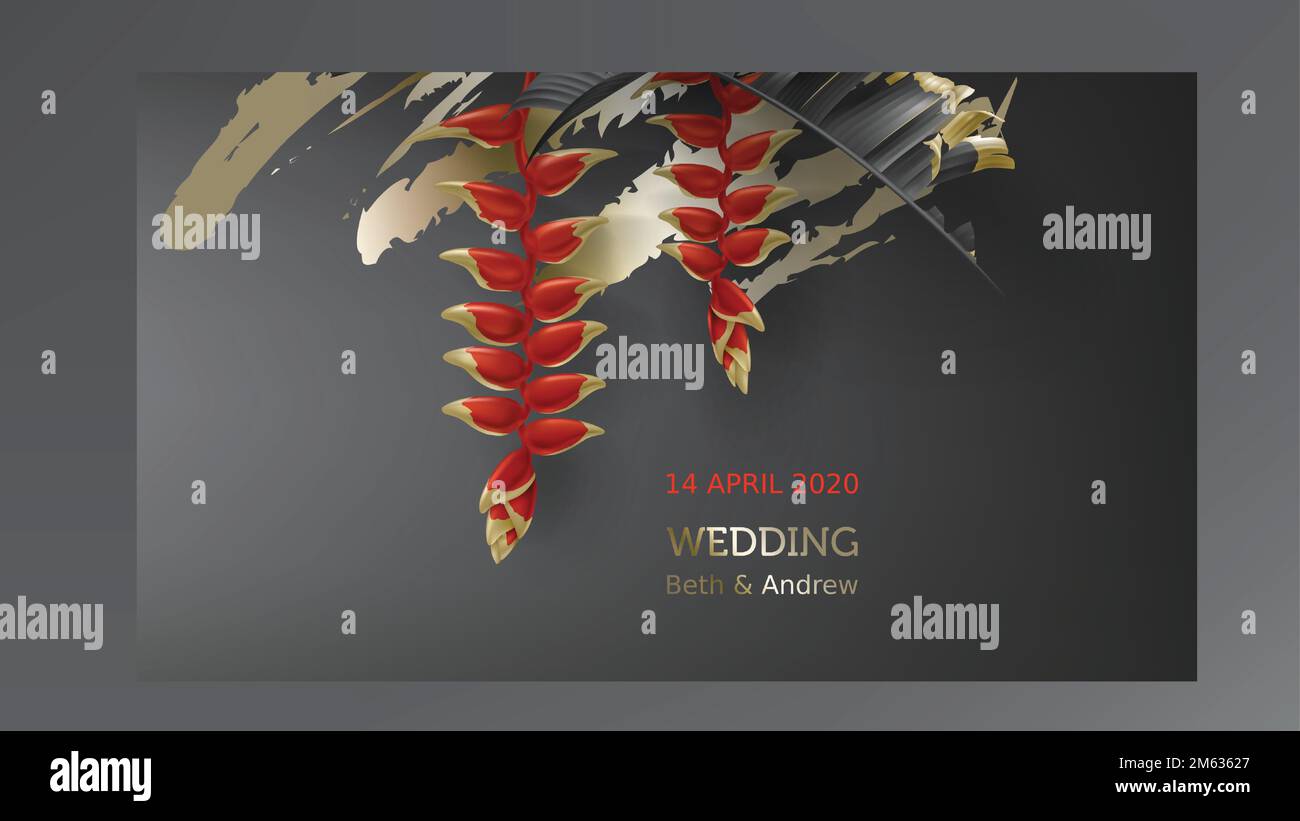 Tropical black gold leaves on dark background vector. Beautiful ...