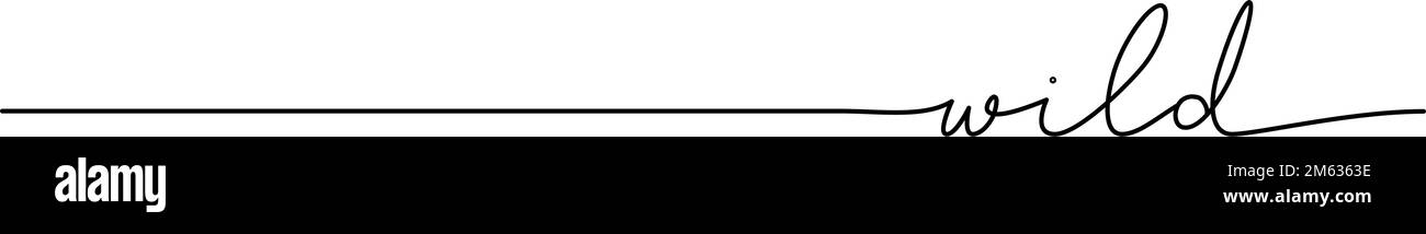 Wild word - continuous one line with word. Minimalistic drawing of ...