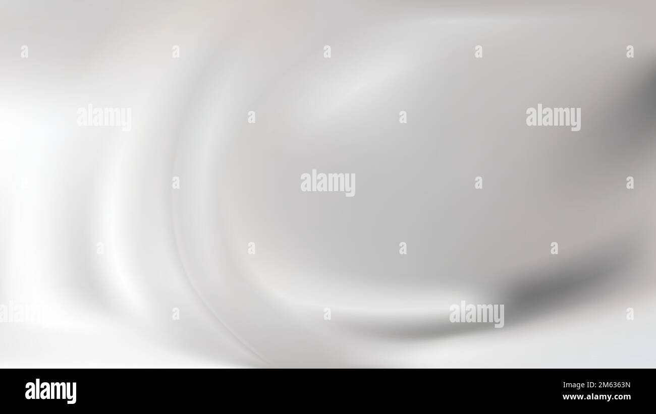 White abstract blurred background with effect of smooth flowing silver silk or satin, vector ...