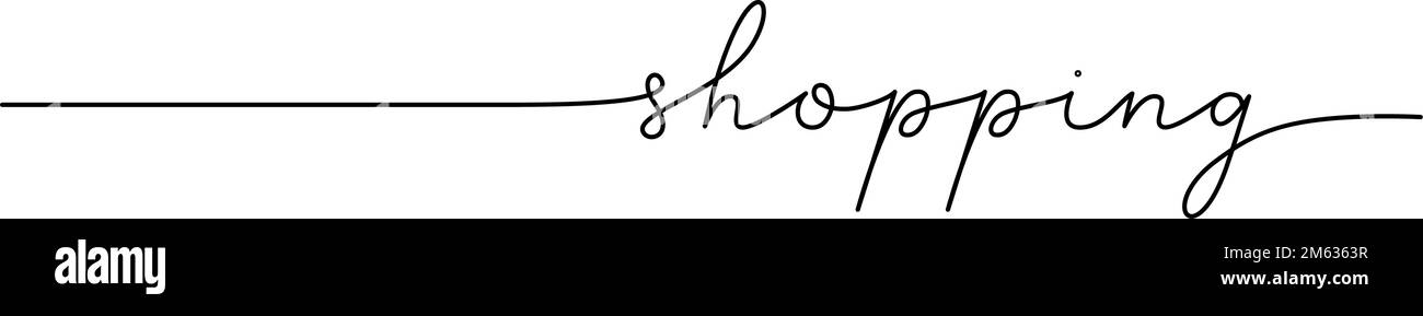 Shopping word - continuous one line with word. Minimalistic drawing of ...