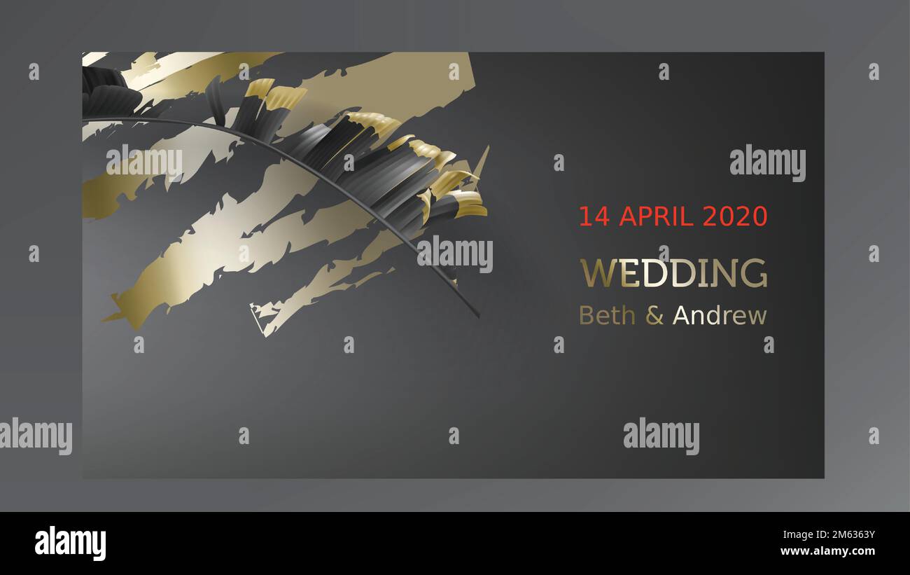 Tropical black gold leaves on dark background vector. Beautiful ...