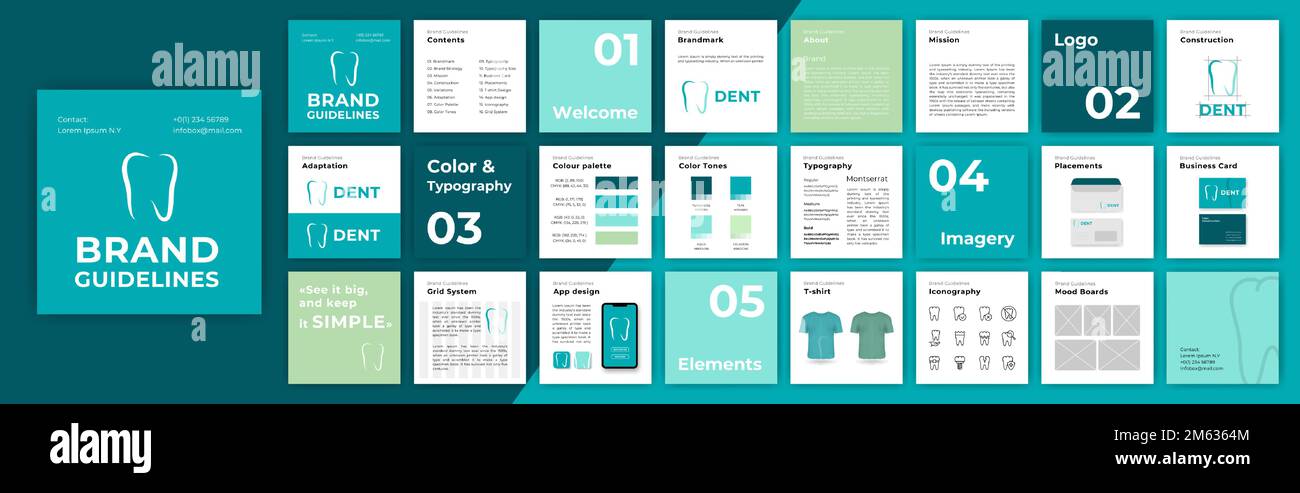 Turquoise Brand Guidelines template. Corporate Guide line identity ...
