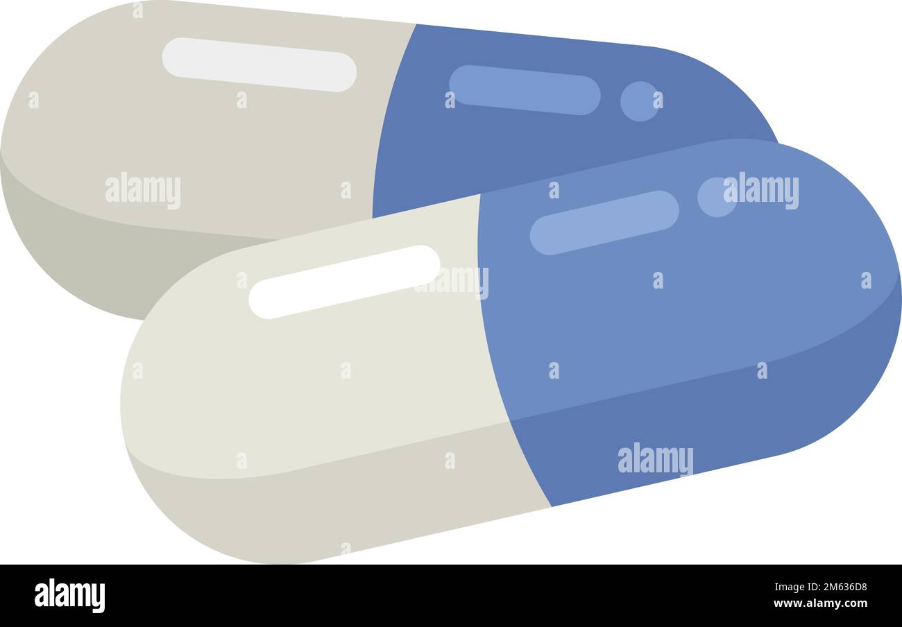 Probiotic capsule icon flat vector. Gut bacteria. Fermentation ...