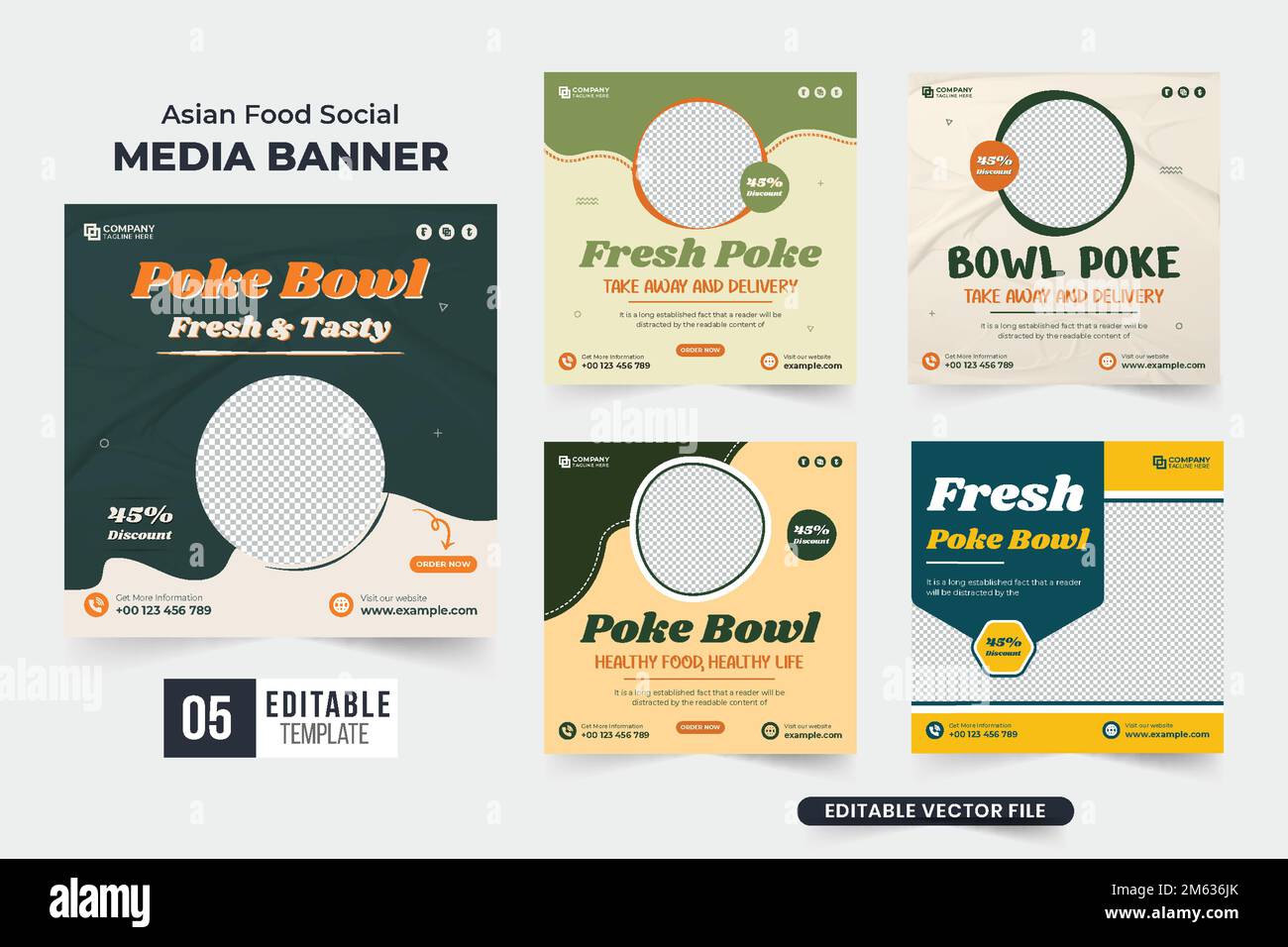 Food menu promotional web banner collection with dark and green colors ...