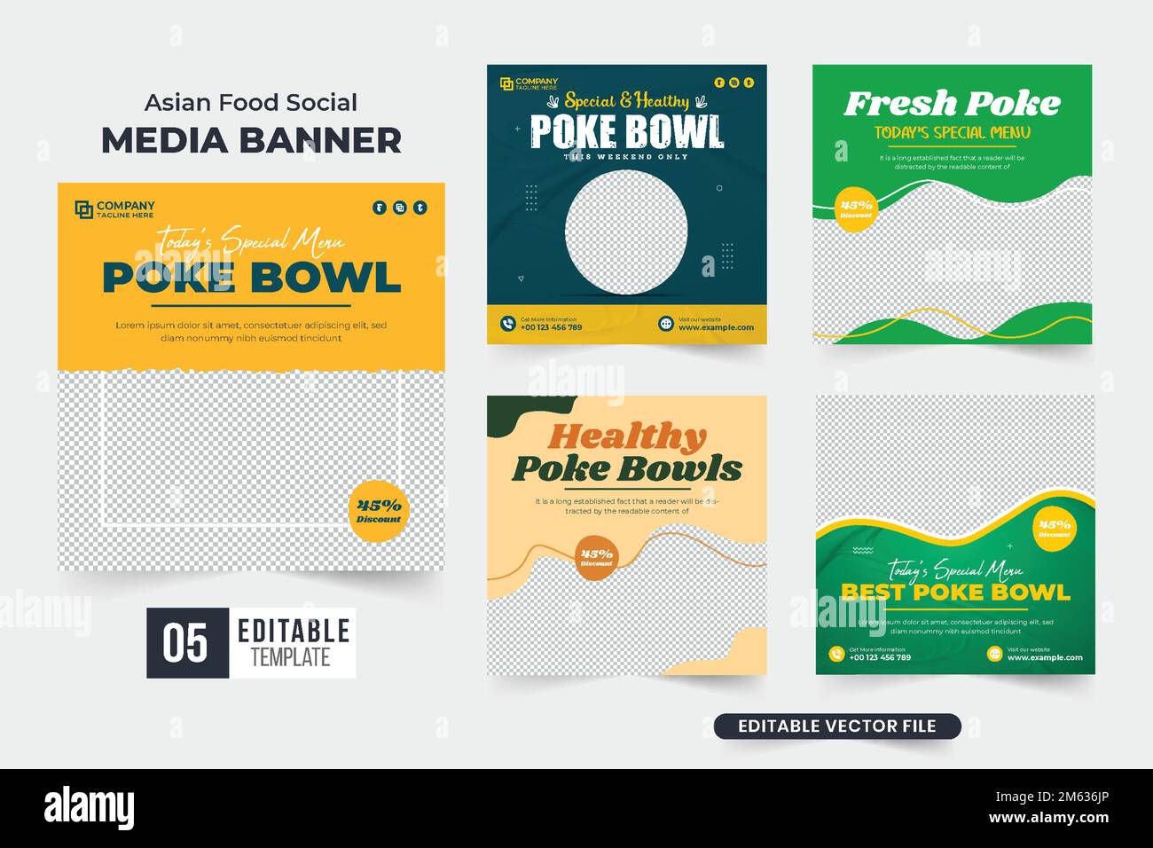 Culinary food promotional web banner set design with photo placeholders ...