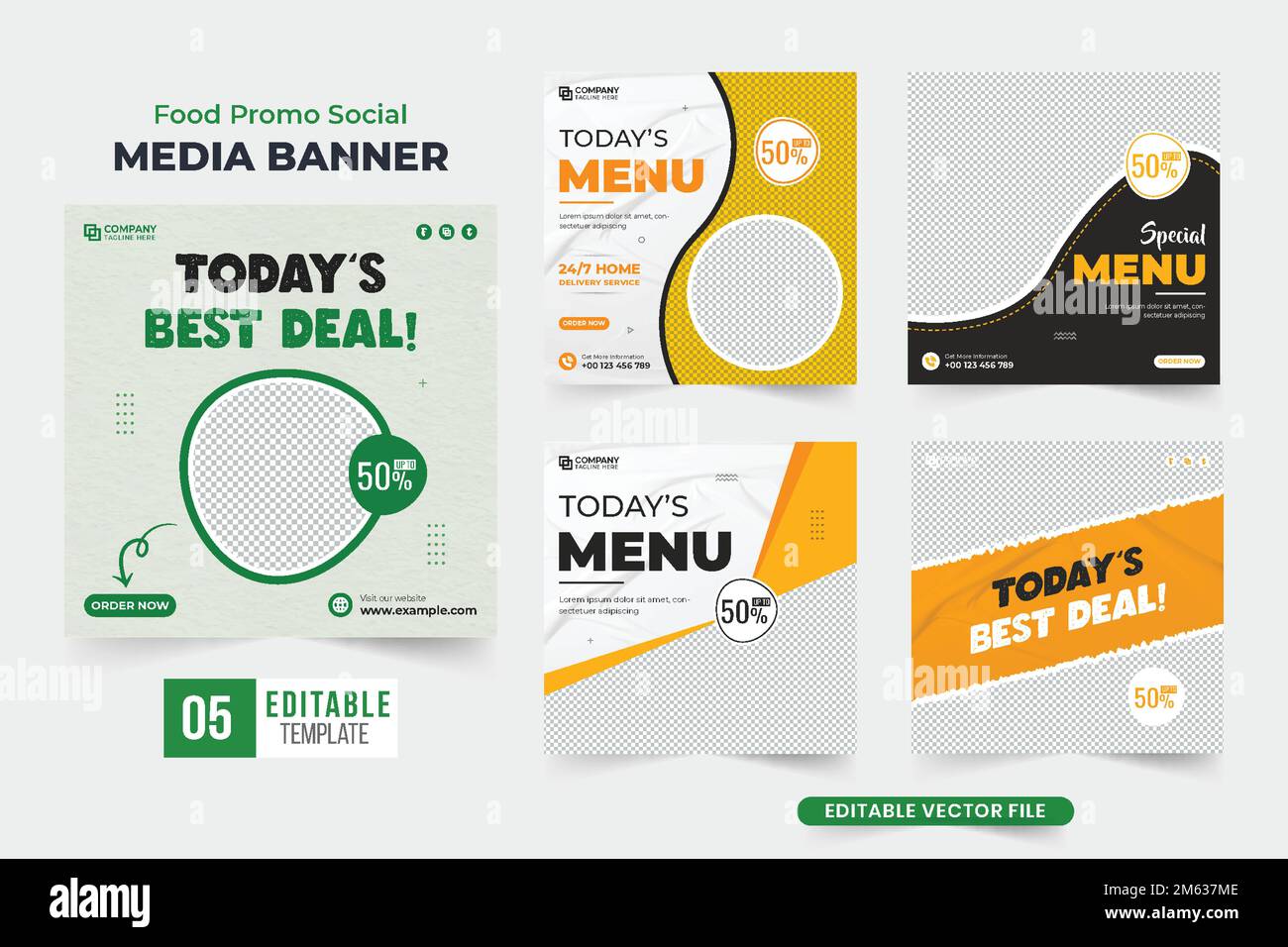 Food promo template collection with green and yellow colors. Special ...