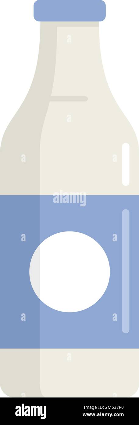 Milk bottle probiotic icon flat vector. Gut bacteria. Health ...