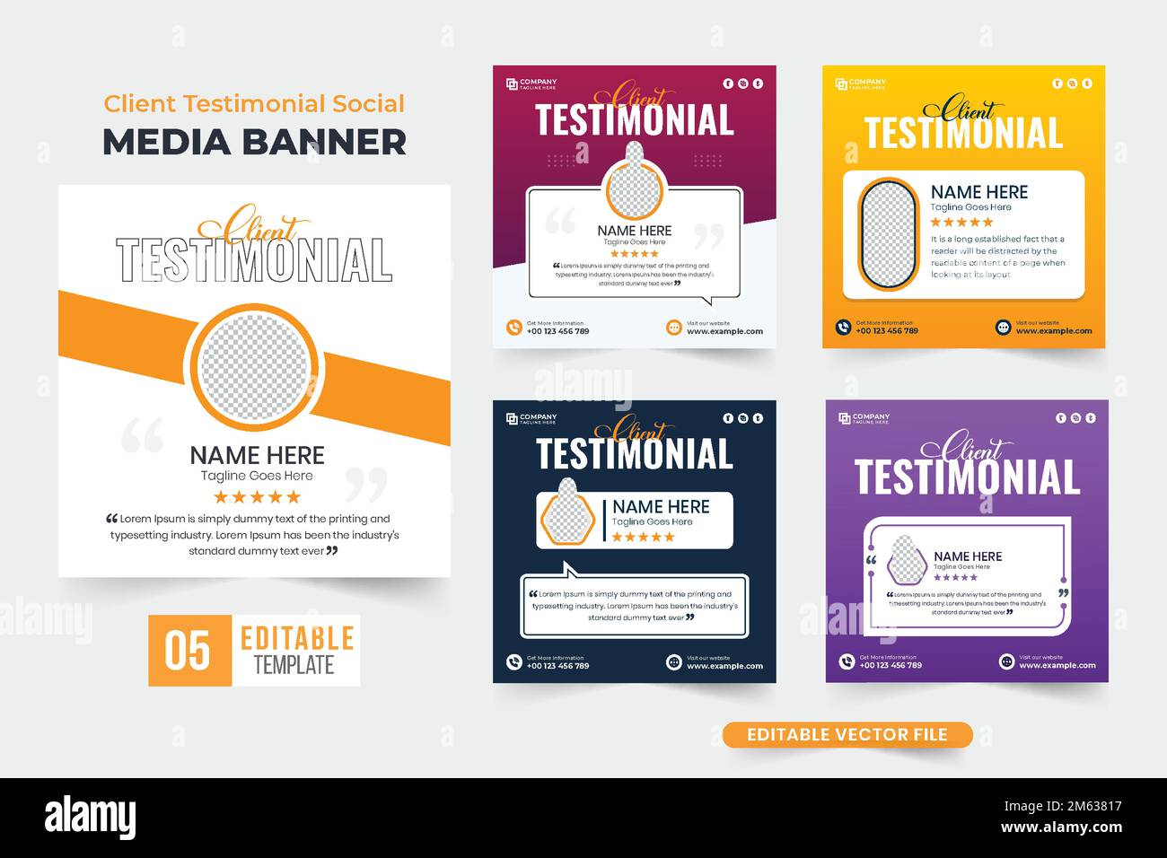 Client testimonial social media post vector collection with creative ...