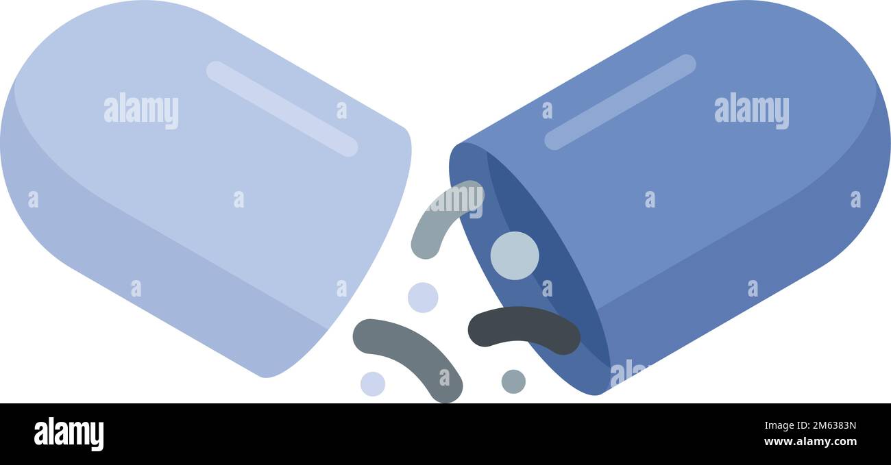 Probiotic capsule icon flat vector. Health microbe. Bio micro isolated ...