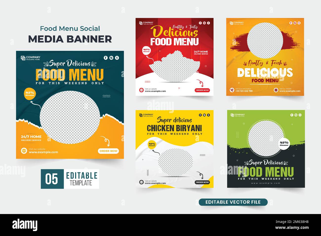 Restaurant food menu advertisement poster bundle with yellow and blue ...