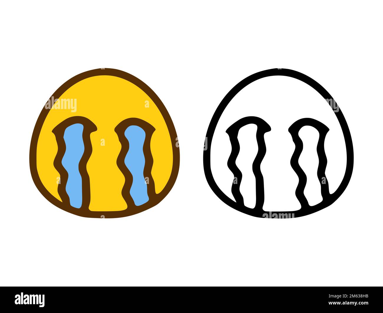 Crying emoticon in doodle style isolated on white background Stock ...
