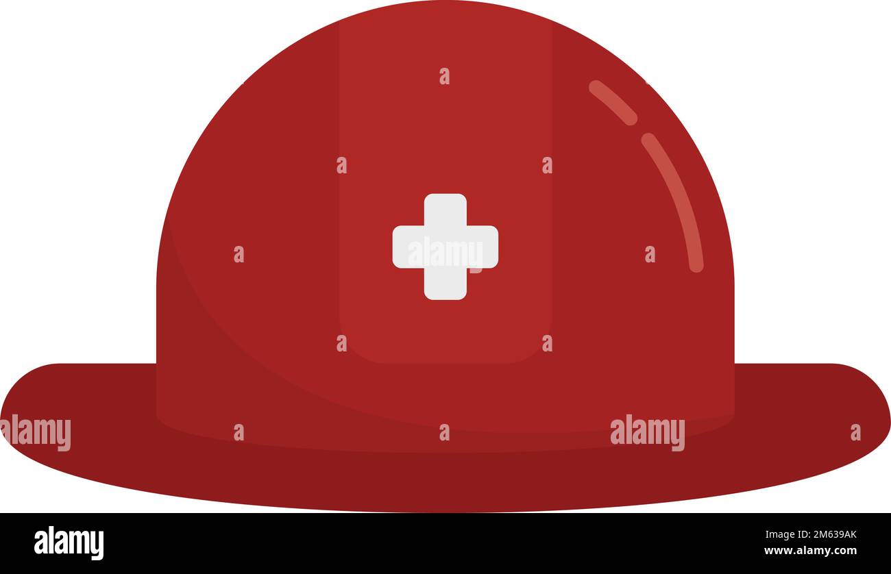 Rescuer helmet icon flat vector. Fireman hat. Rescue fighter isolated ...