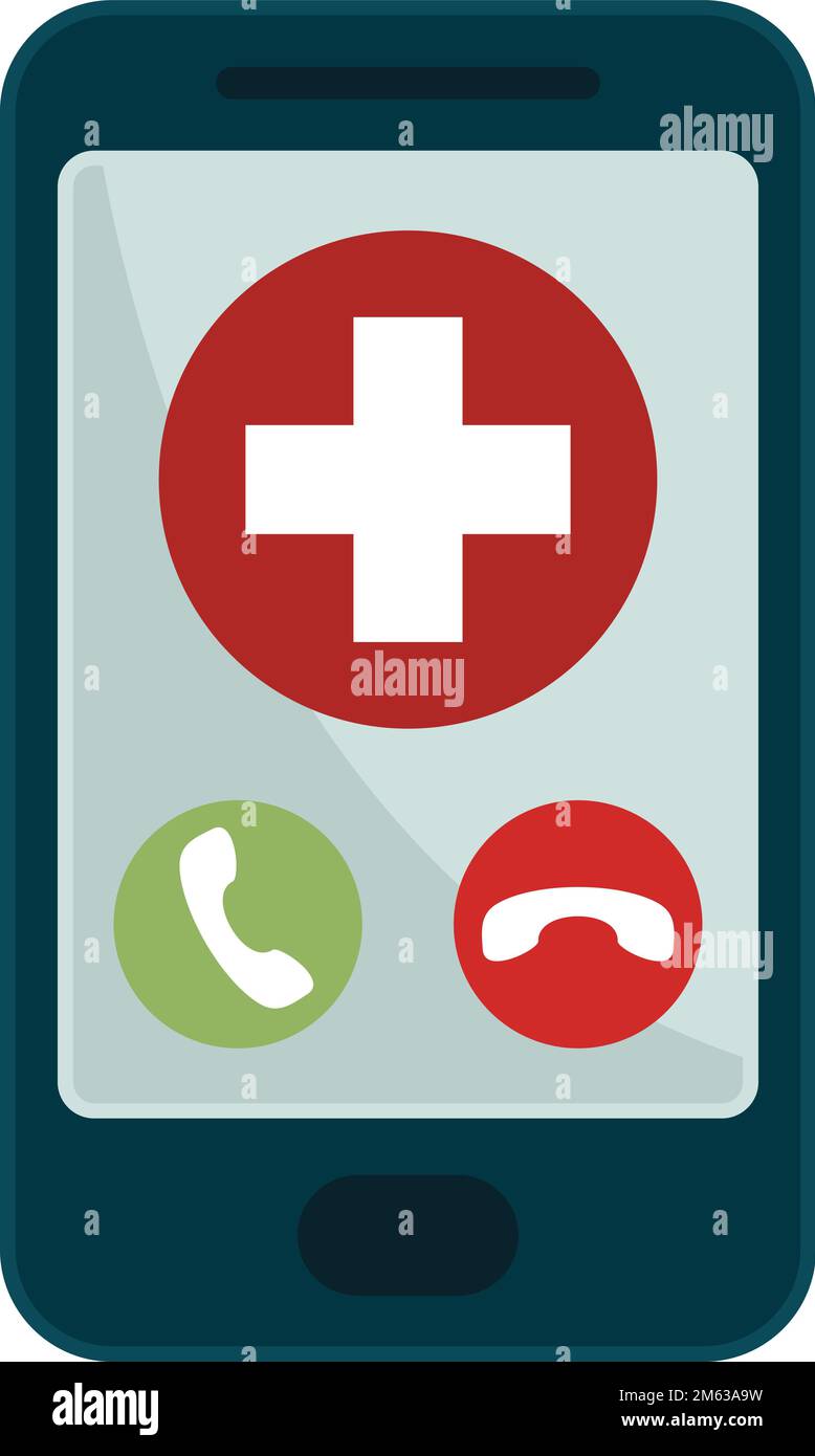 Emergency call icon flat vector. Contact phone. Help number isolated ...