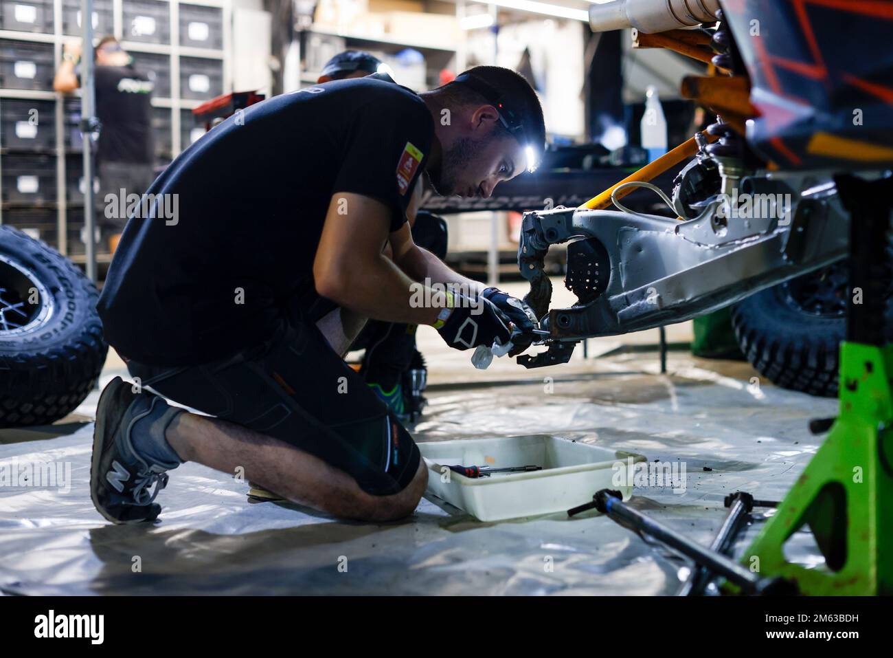 ambiance, bivouac, mechanic, mecanicien during the Stage 1 of the Dakar 2023 around Sea Camp, on ...