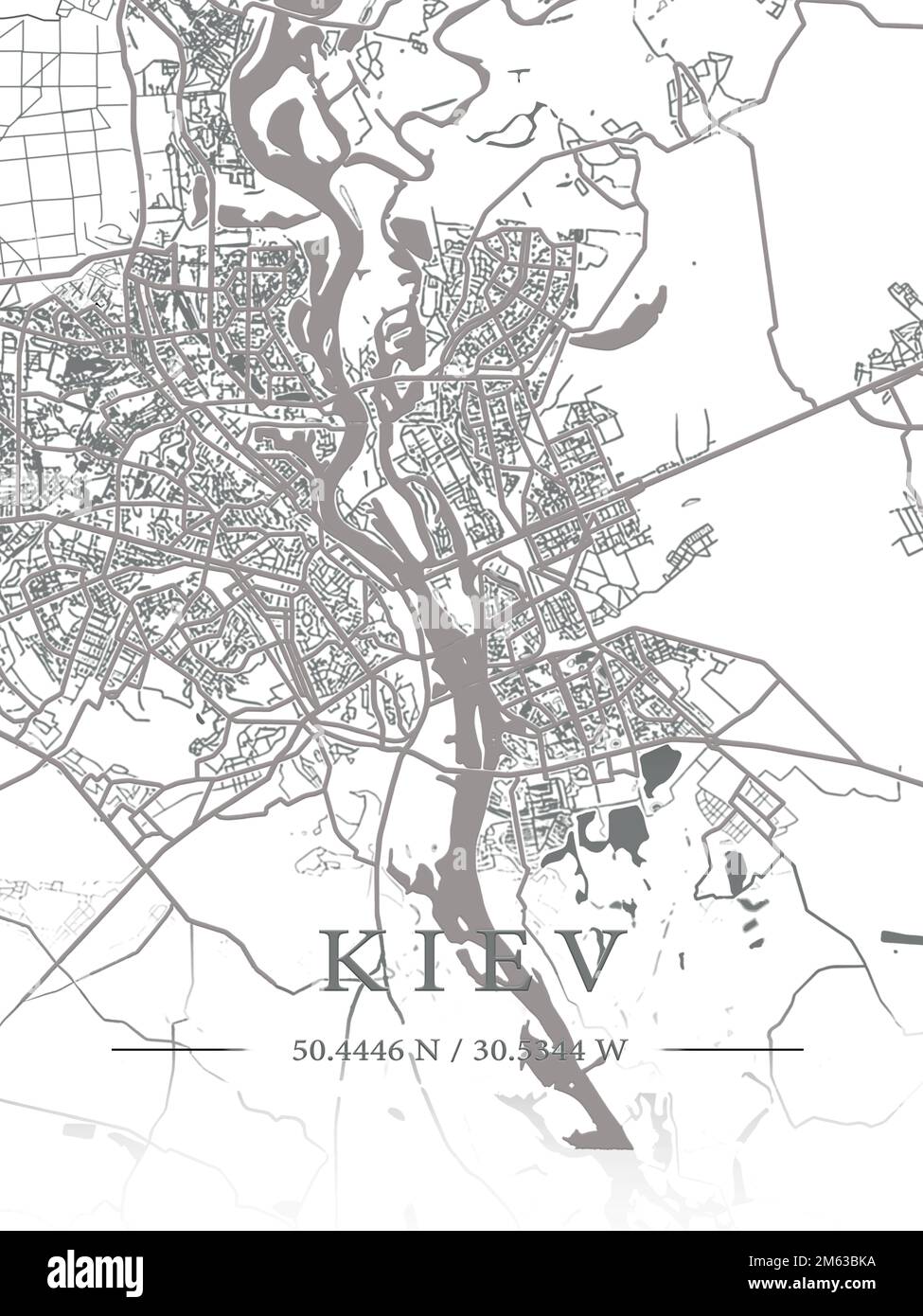 Map of Ukraine, Kyiv, city outline, borders, important cities, rivers ...
