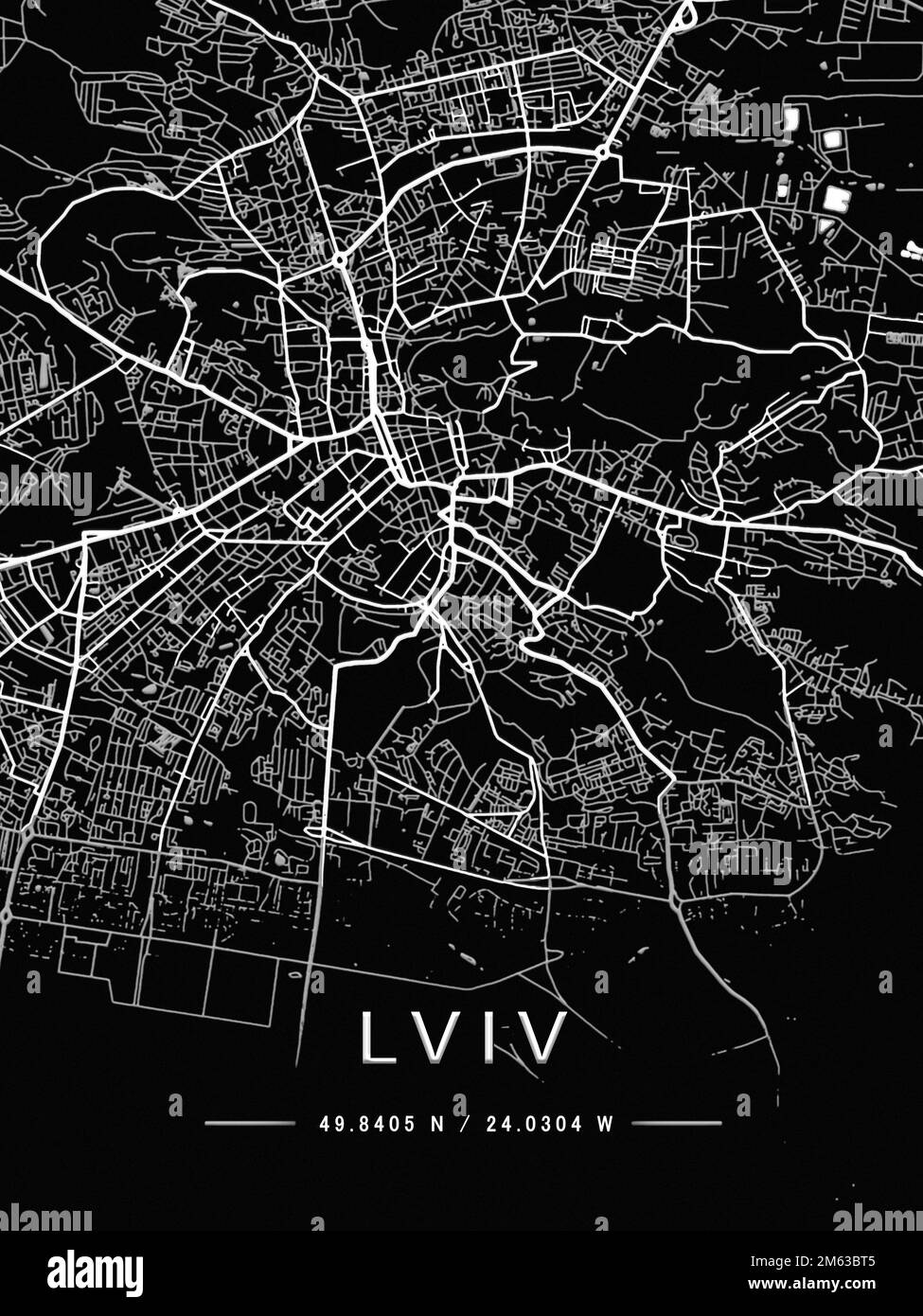 Map of Ukraine, Lviv, city outline, borders, important cities, rivers ...