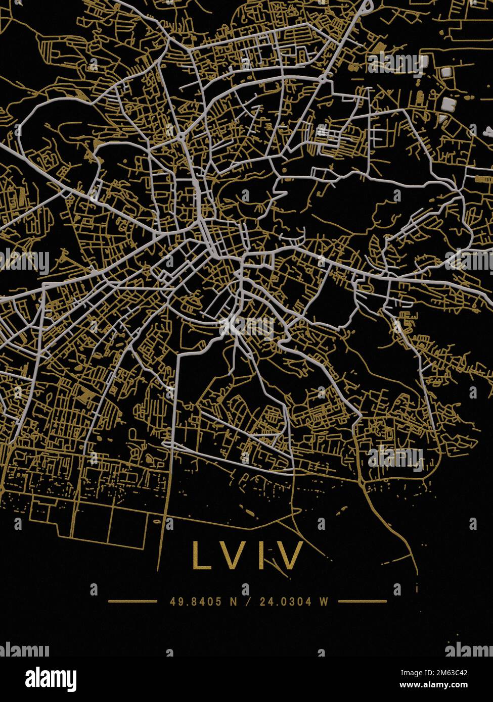 Map of Ukraine, Lviv, city outline, borders, important cities, rivers ...