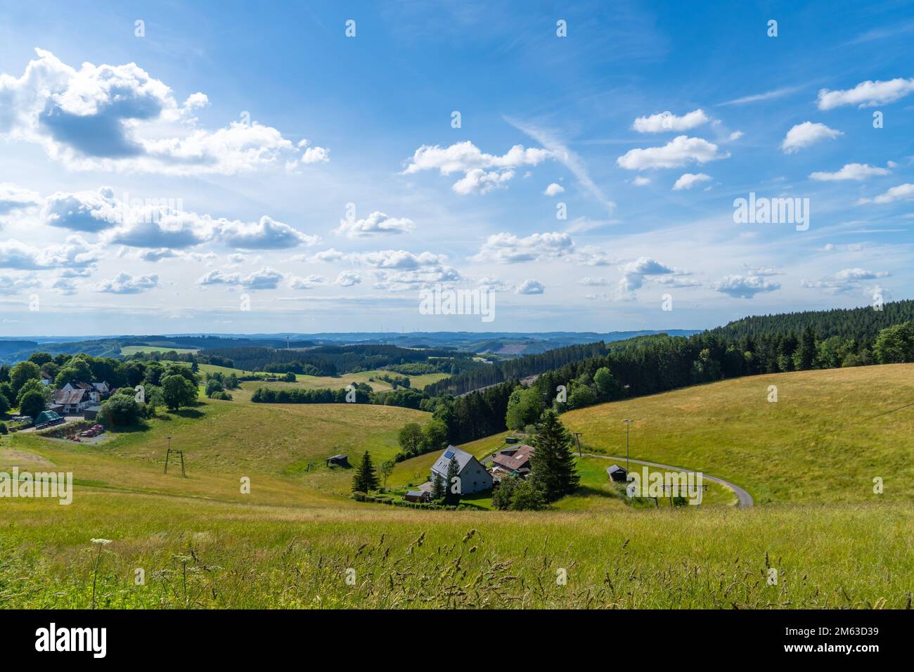 Landscape at Schomberg in Sauerland. Nature with forests and hiking ...