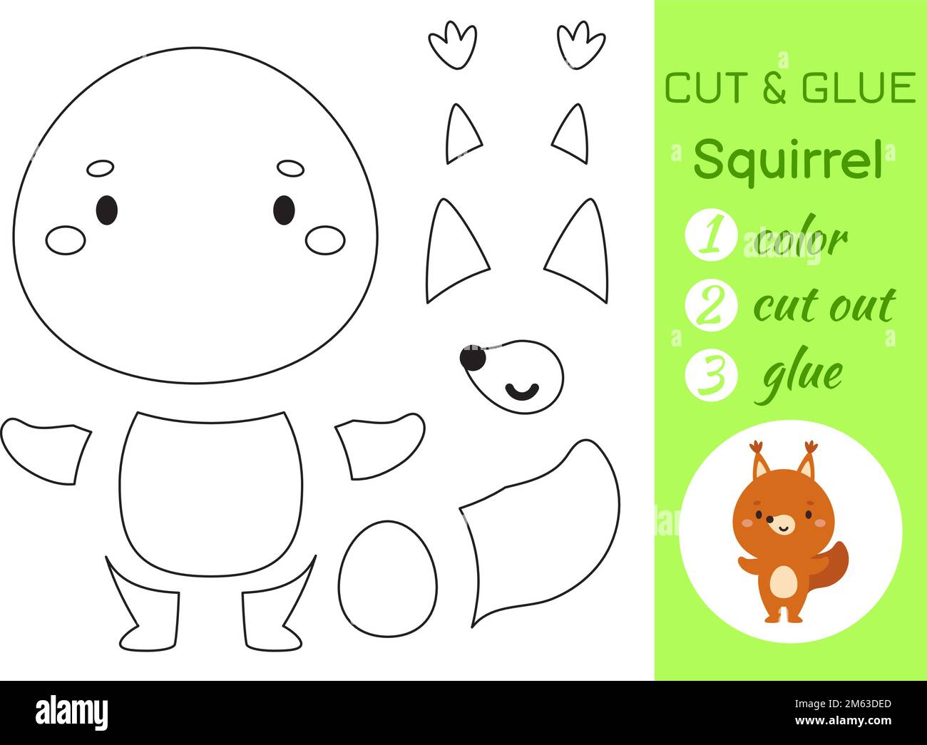 Color, cut and glue paper little squirrel. Cut and paste crafts ...