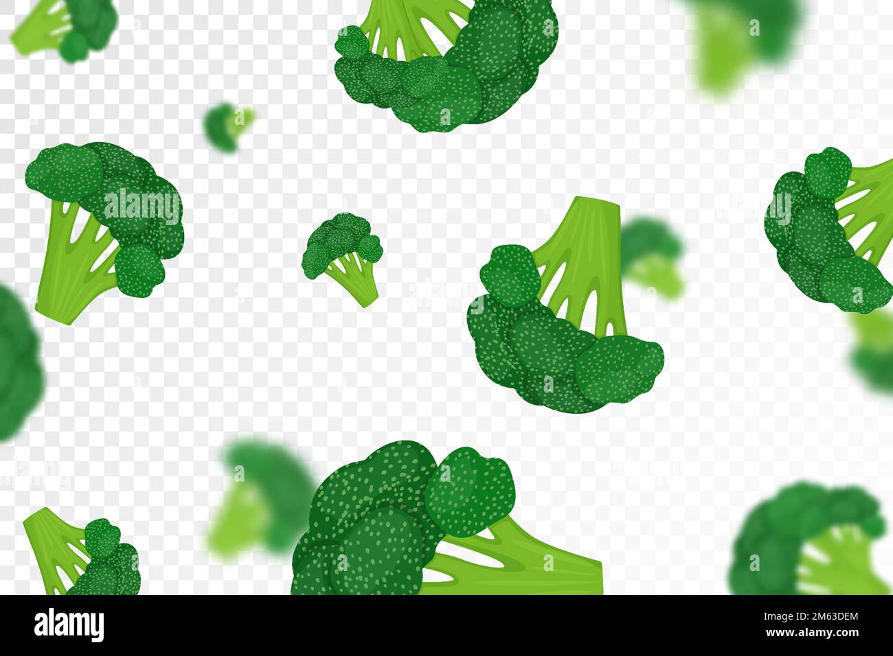 Broccoli background. Flying fresh broccoli cabbage on transparent ...