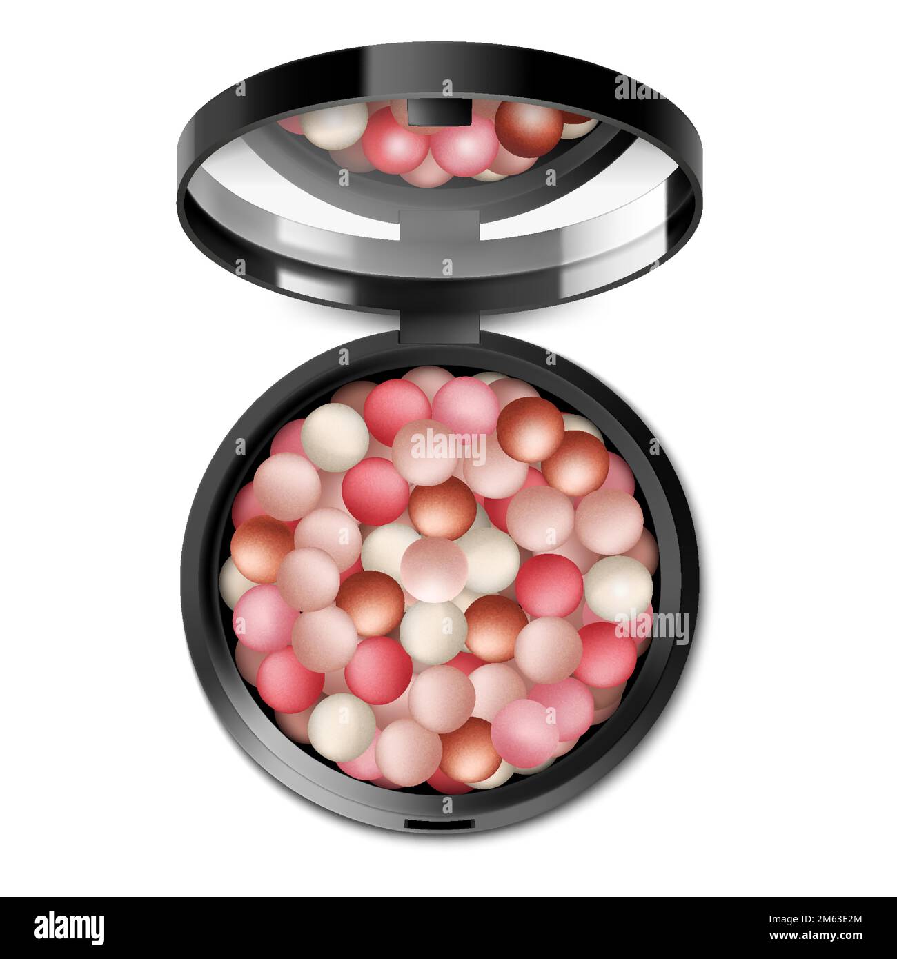 Blush balls, powder balls in round black case with mirror, colorful ...